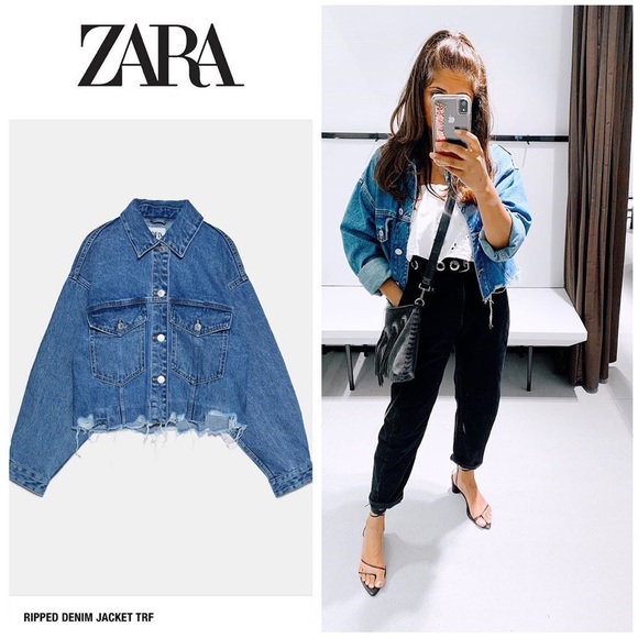 Zara | Jackets & Coats | Zara Raw Edge Cropped Denim Jacket | Poshmark